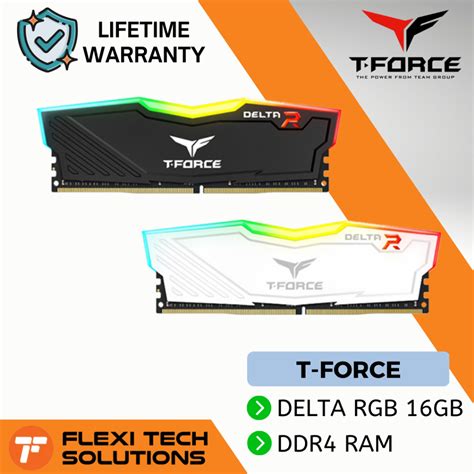 T FORCE DELTA RGB GB MHZ DDR Single Black White E G G Gaming RAM Flexi Tech