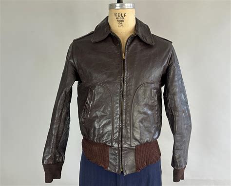 1940s Bomber Bill Leather Jacket Vintage 40s Black Coffee Brown A 2