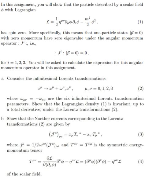 Solved In This Assignment You Will Show That The Particle Chegg