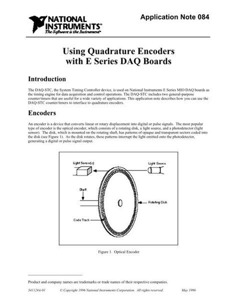 Using Quadrature Encoders With E Series Daq Boards Introduction