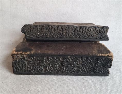 Pair Of Hand Carved Wood Block Print Crafters Supply Etsy