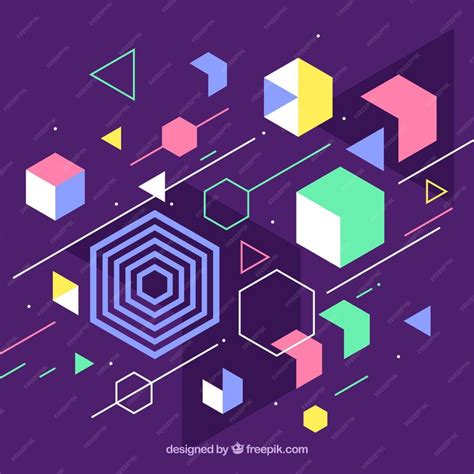 기하학적 형태와 화려한 배경 무료 벡터