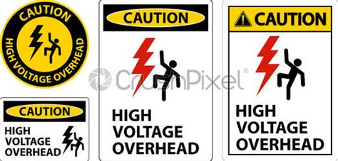 Caution High Voltage Overhead Sign On White Background Stock Vector 4812093 Crushpixel