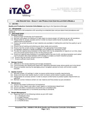 Fillable Online QC Inspector Job Description W Employer Samples Fax Email Print PdfFiller