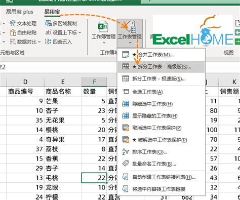 按指定字段拆分工作表