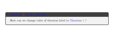 Different Color Of Theorem Name And Theorem Number In Tcolorbox Tex