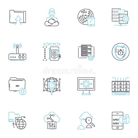 Digital Learning Linear Icons Set Elearning Virtual Online Blended
