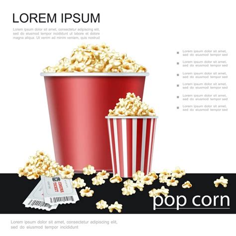 Premium Vector Realistic Popcorn Elements Composition With Paper Bags