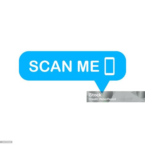 Qr 코드 스캔 레이블입니다 Qr 코드 아이콘을 스캔합니다 텍스트 스캔합니다 음성 거품 벡터 그림입니다 Brand Name Smart Phone에 대한 스톡 벡터 아트 및