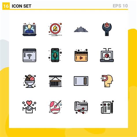 Set Of 16 Modern UI Icons Symbols Signs For Internet Sdk Landscape Product Config Editable