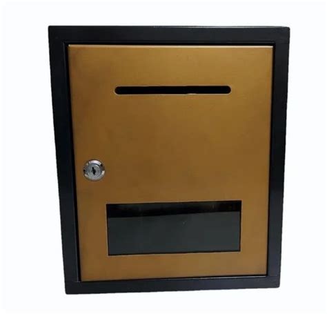 Black And Golden Rectangular Mild Steel Mailbox Lock With Two Keys Size 11x9x3 Inch Hxwxd