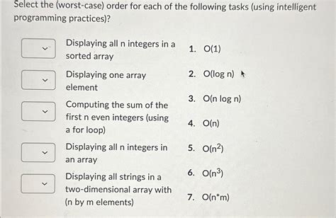 Solved Select The Worst Case ﻿order For Each Of The