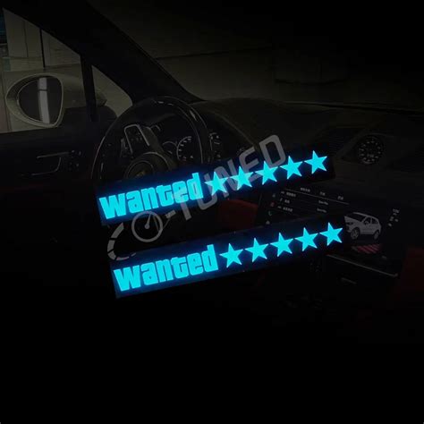 Jdm Custom Light Up Led Car Window Windshield Door Stickers 5 Stars Wanted Glow Panel Led Light