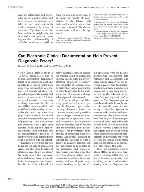 Pdf Can Electronic Clinical Documentation Help Prevent Diagnostic Errors