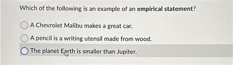 Solved Which Of The Following Is An Example Of An Empirical