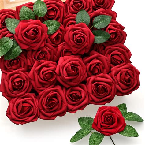 Artplants De Rose Artificielle Simony Rouge En Tissu 45cm Ø 8cm