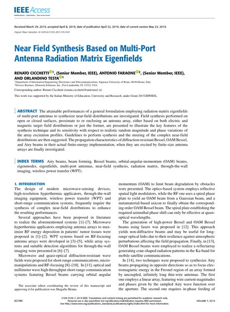 Pdf Near Field Synthesis Based On Multi Port Antenna Radiation Matrix