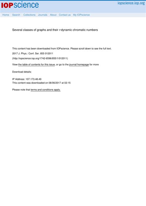 Pdf Several Classes Of Graphs And Their R Dynamic Chromatic Numbers