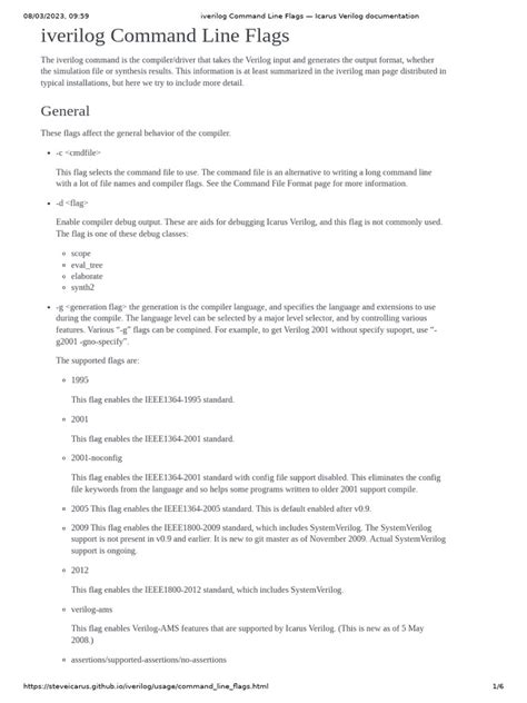 Iverilog Command Line Flags — Icarus Verilog Documentation Pdf
