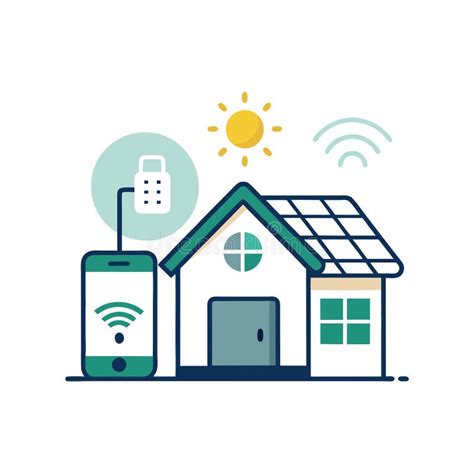 Smart Home Automation System Controlled Via Mobile Phone Application Concept Stock Vector