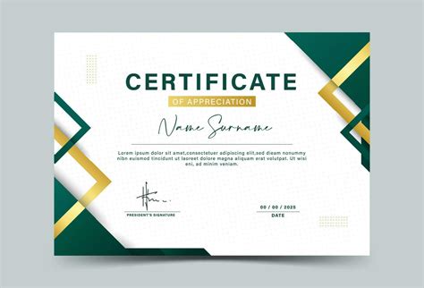 Dark Green And Gold Geometric Effect Achievement Certificate Template 28292078 Vector Art At