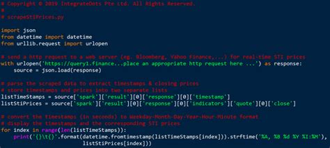 Web Scraping Straits Times Index STI IntegrateDots Inc