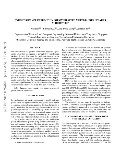 Pdf Target Speaker Extraction For Overlapped Multi Talker Speaker Verification