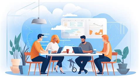 Premium Photo Tech Startup Team In A Hackathon Competition Cartoon Style