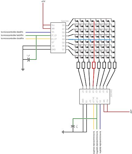 Led Matrix How To Use 74hc595 For Led Cathodes Leds And