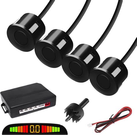 Carzex Car Reverse Backup Radar System With 4 Parking Sensors Distance Detection Led Distance