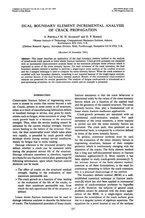 Pdf Dual Boundary Element Incremental Analysis Of Crack Growth
