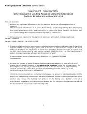 Understanding Limiting Reagents In Stoichiometry Experiments Course Hero