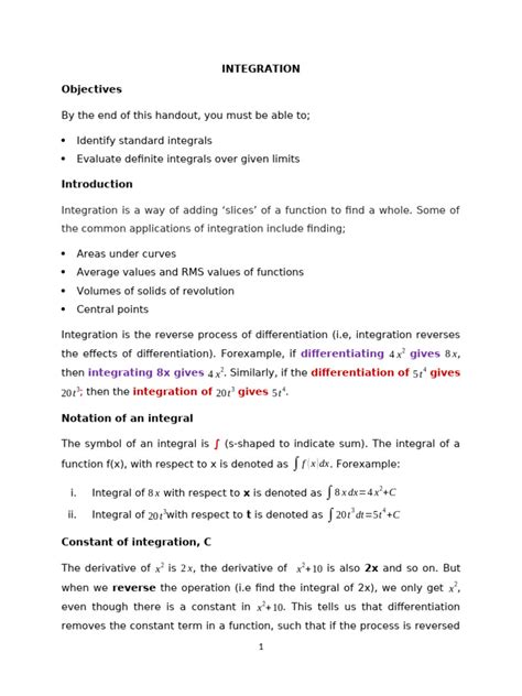 Math Intergration Pdf Derivative Integral