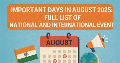 Socialworkin Important Days In August 2025 Full List Of National And