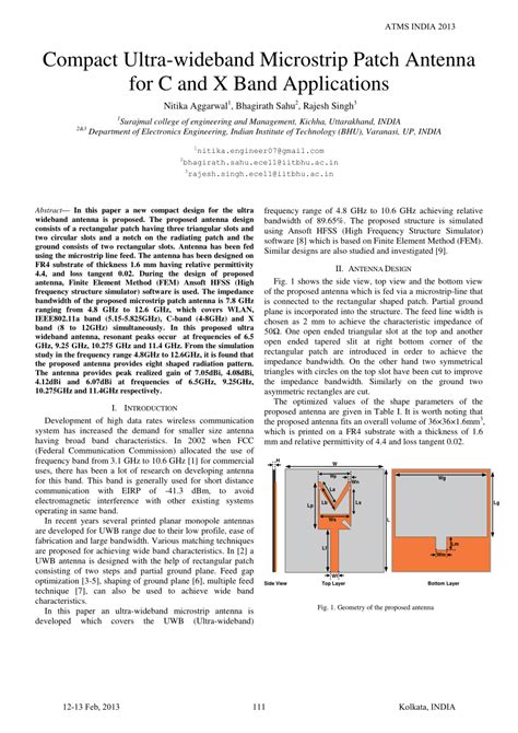 Pdf Compact Ultra Wideband Microstrip Patch Antenna For C And X Band Applications