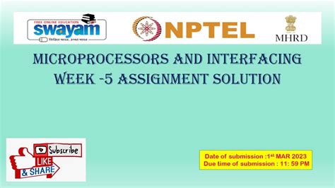 Nptel Course Microprocessor And Interfacing Assignment 5 Solution Youtube