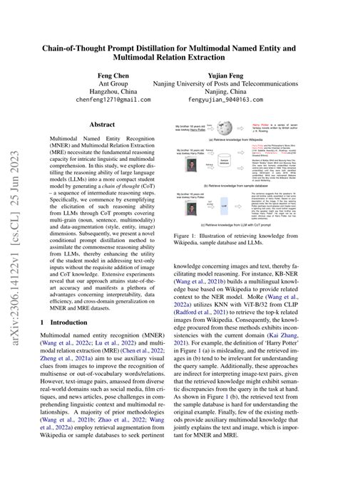 Pdf Chain Of Thought Prompt Distillation For Multimodal Named Entity
