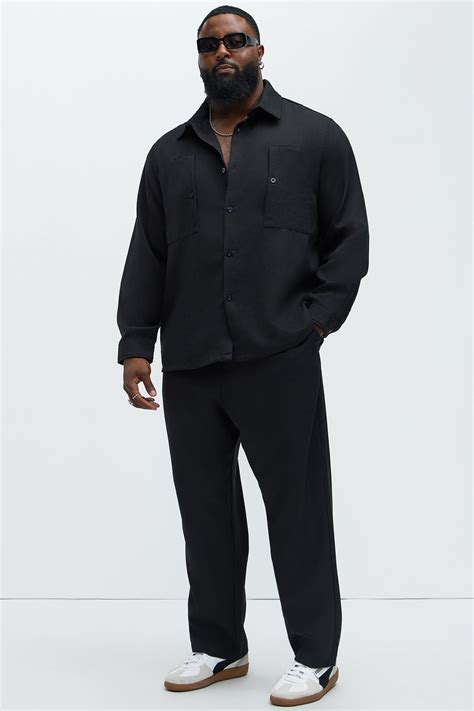Kerr Textured Button Up Shirt Black Fashion Nova Mens Black