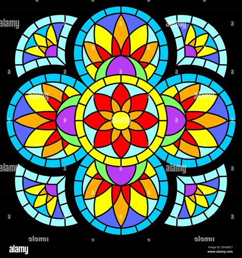 Stained Glass Window In Gothic Style Medieval Mosaic Tile Texture