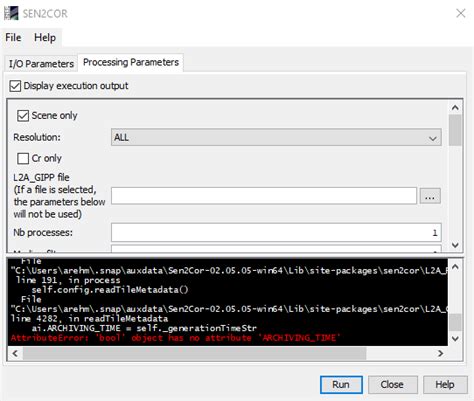 error in sen2cor processing sen2cor step forum