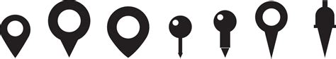 Location Pointers Set Flat Isolated Location Pointers Icon Set Map Pin Collection Black Pin