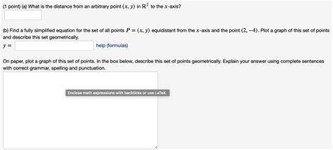 solved 1 point a what is the distance from an arbitrary