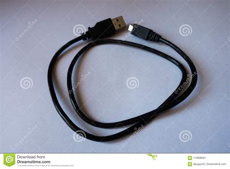 Electric Cord With USB And MicroUSB Type B Plugs Stock Image Image Of Data Metal 115808591
