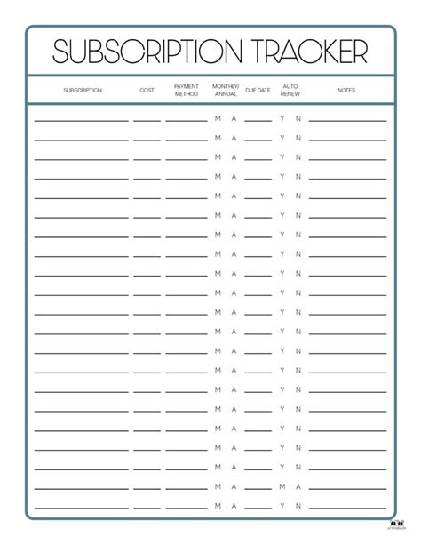 Subscription Tracker Template