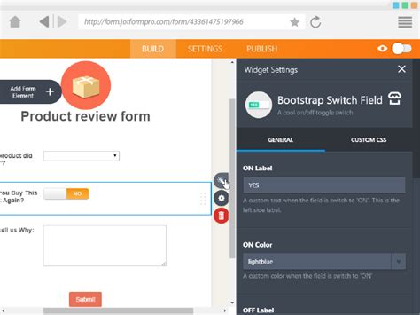 switch boostrap widgets para formularios jotform