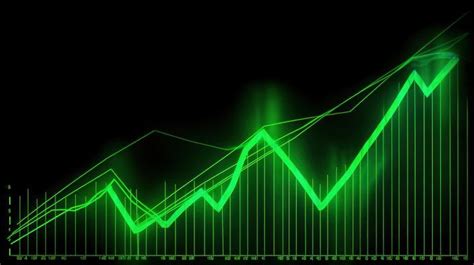 Green Glowing Graph Of A Growing Stock Market Background Png Psd