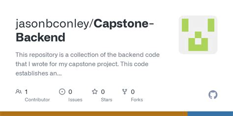 Github Jasonbconleycapstone Backend This Repository Is A Collection Of The Backend Code That