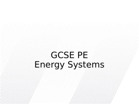 Eduqas Gcse Pe Energy Systems Teaching Resources
