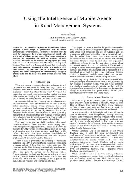 Using The Intelligence Of Mobile Agents In Road Management Systems