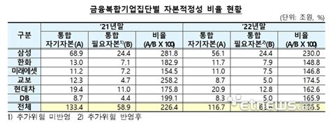 금리상승 여파작년 금융복합기업집단 자본적정성 비율 1865 전자신문